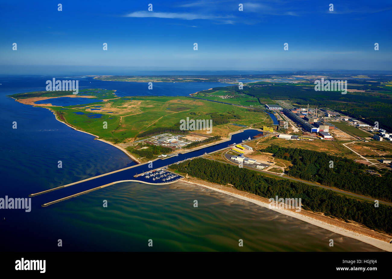 aerial view of harbour and industrial area of Lubmin Stock Photo - Alamy