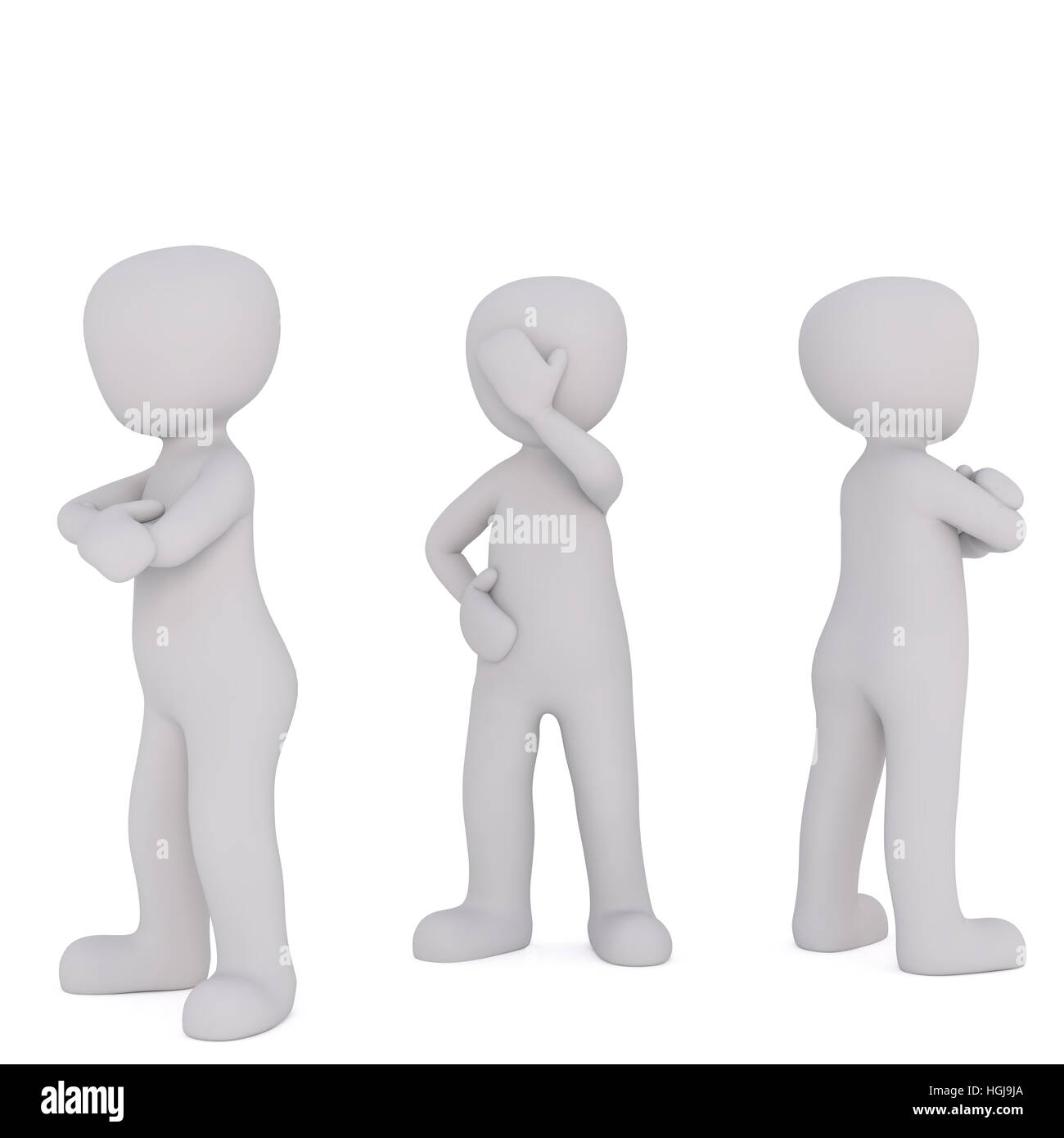 Three faceless cartoon characters turned theirs back after the quarrel ...