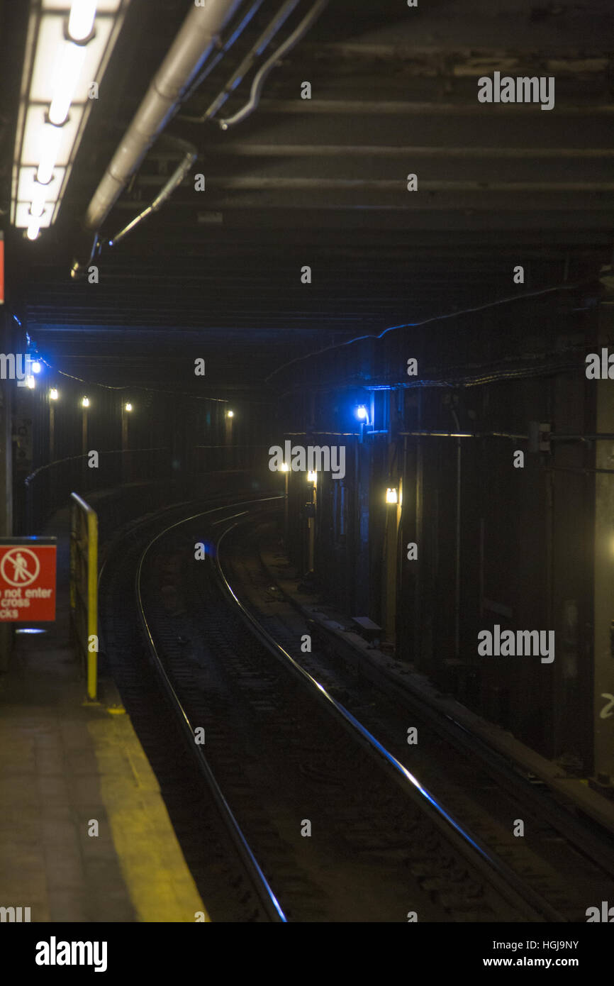 Subway tracks coming into the station at Prospect Park, Brooklyn, NY ...