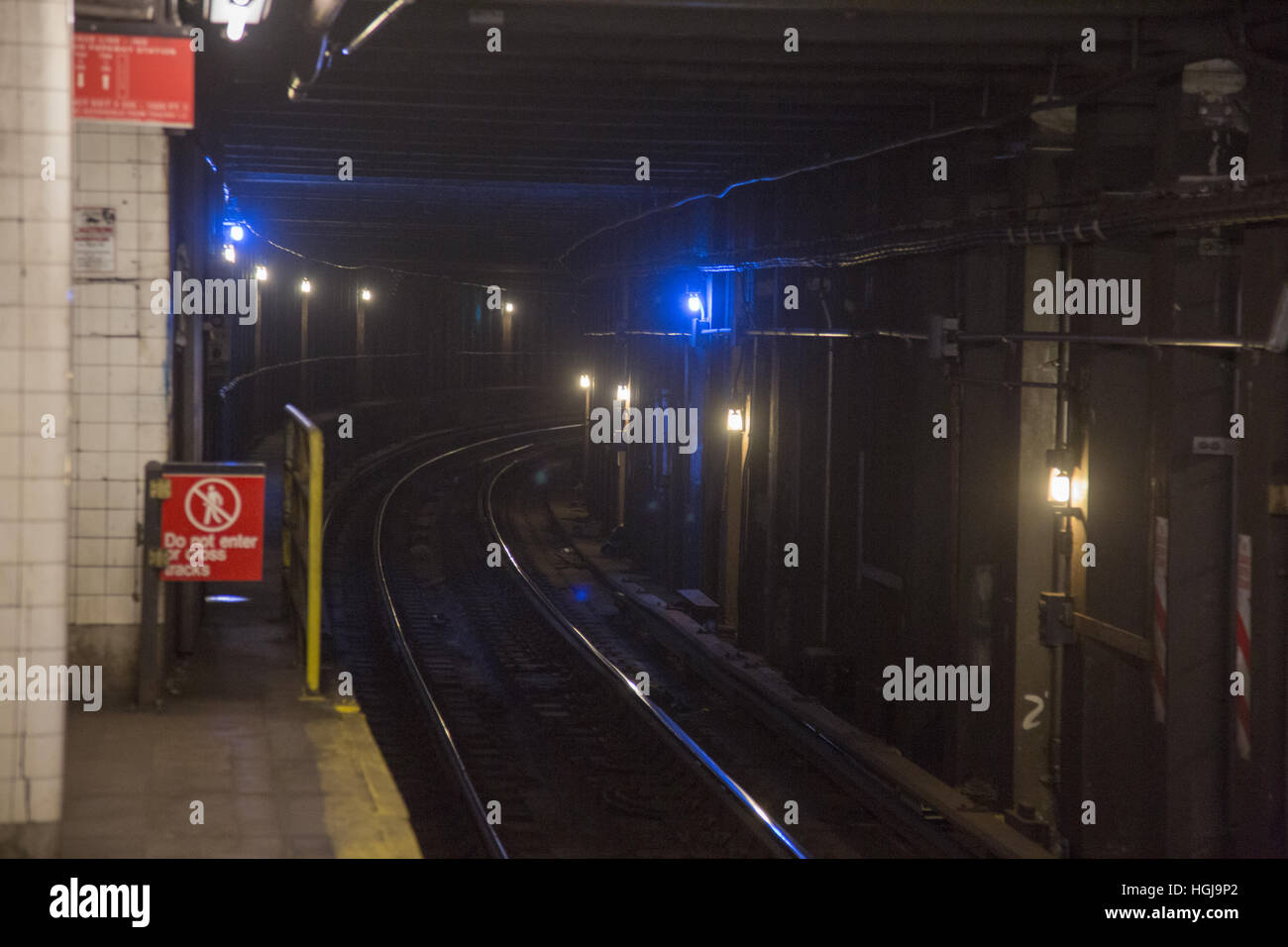 Subway tracks coming into the station at Prospect Park, Brooklyn, NY ...