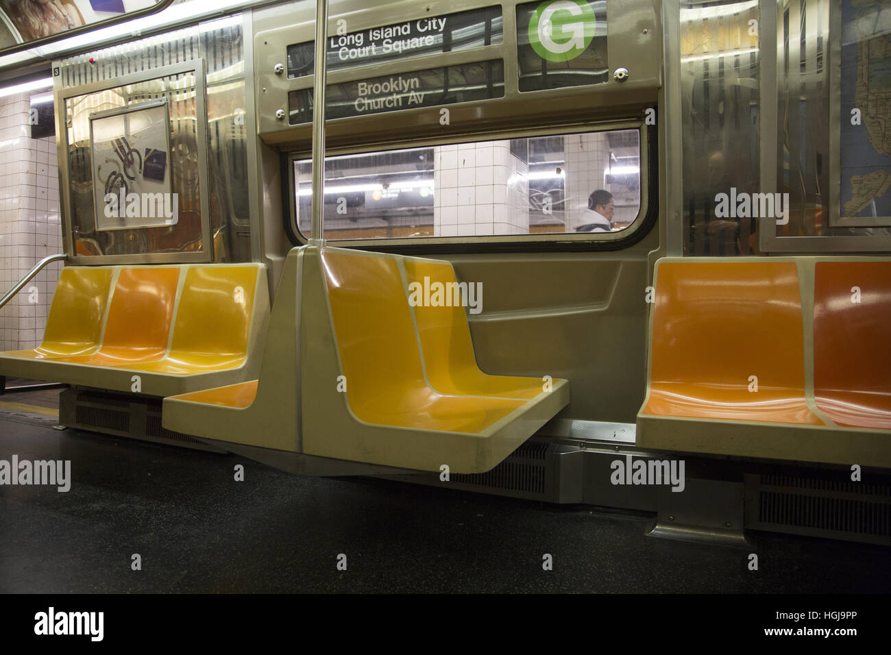 New york city subway train seats hi-res stock photography and images ...