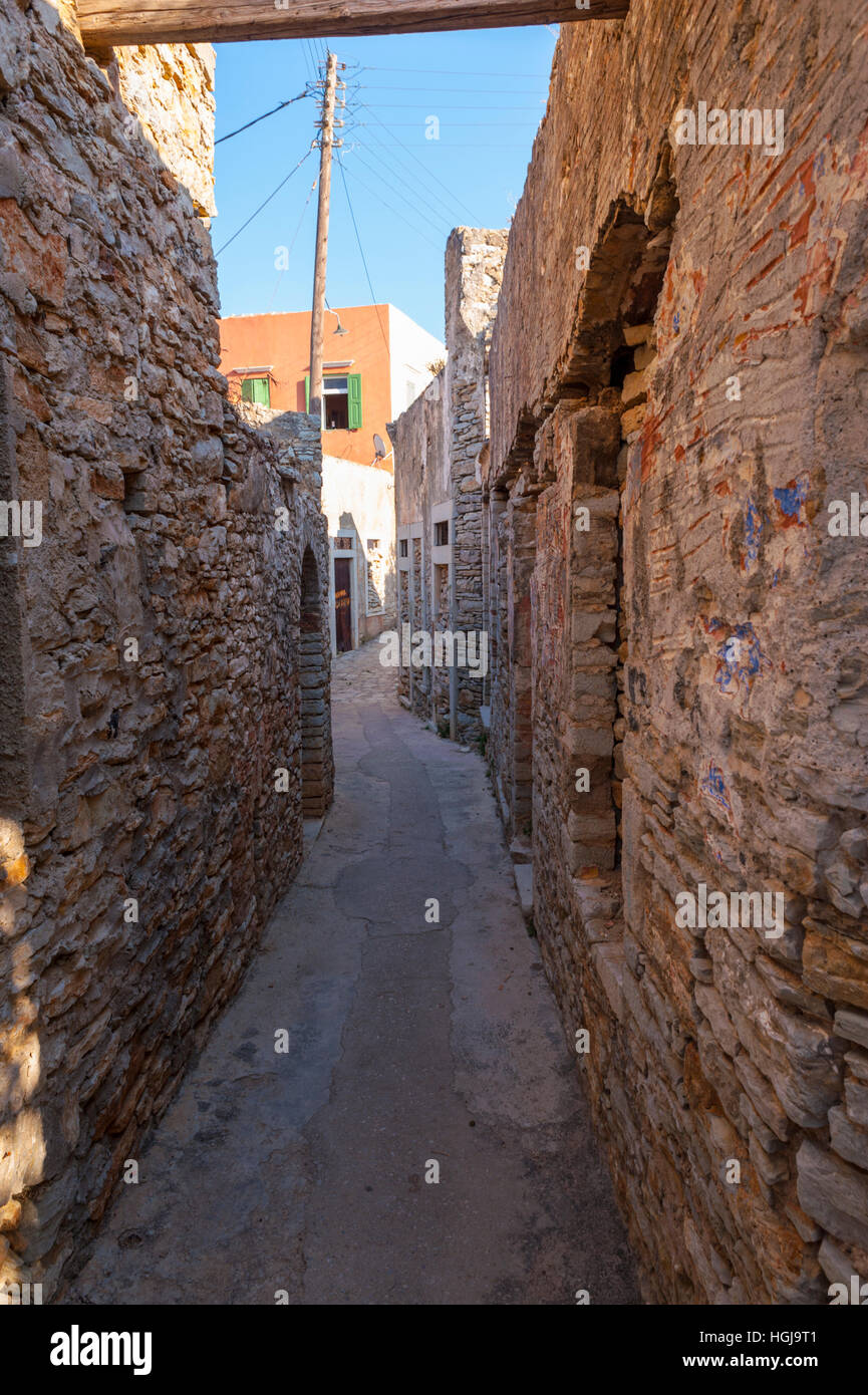 Narrow lanes in Horio. Symi Greece Stock Photo - Alamy