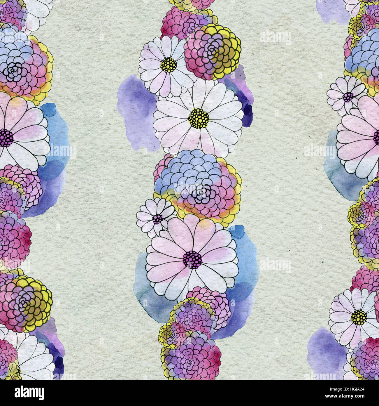 Seamless floral pattern with asters and daisy flowers Stock Photo - Alamy