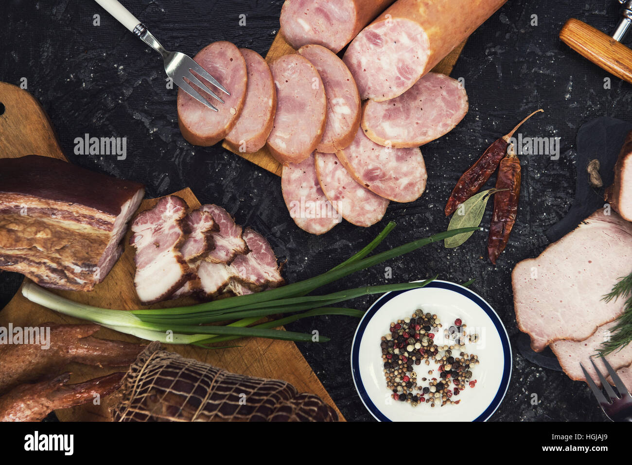 Set of different meat food Stock Photo - Alamy