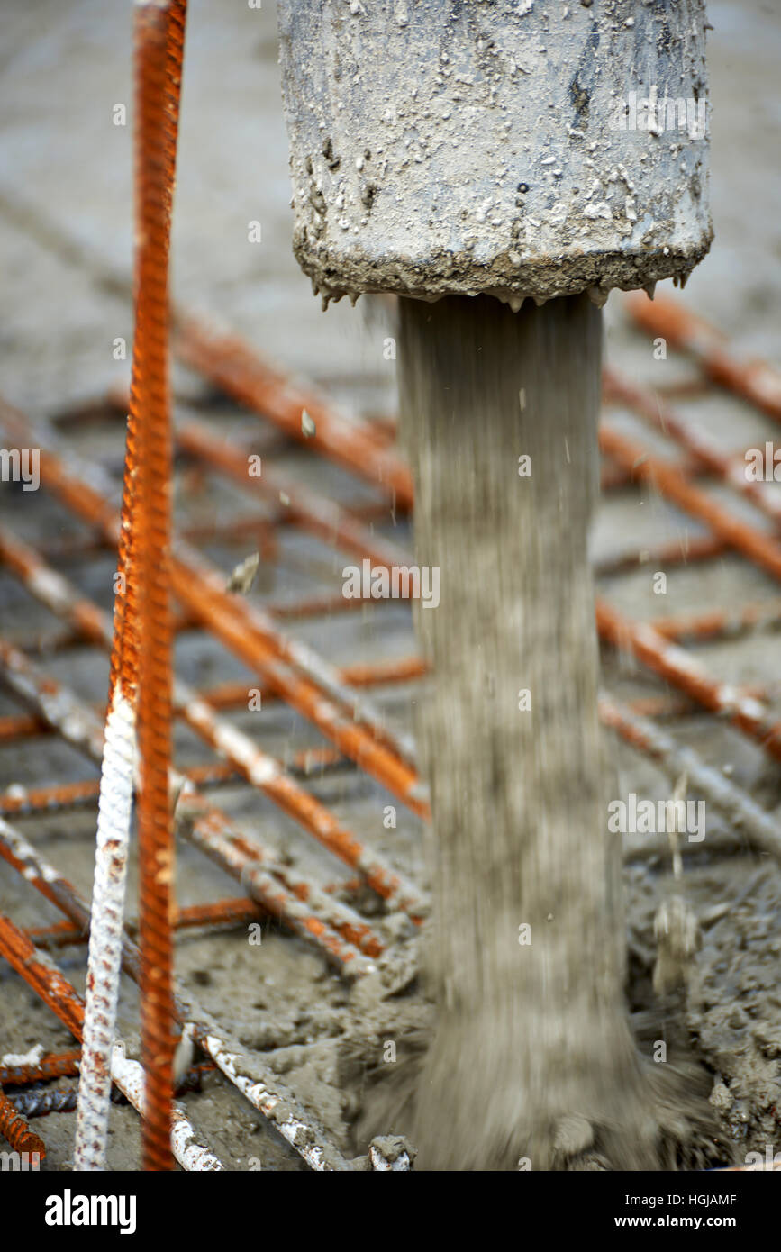 construction site pouring concrete Stock Photo - Alamy