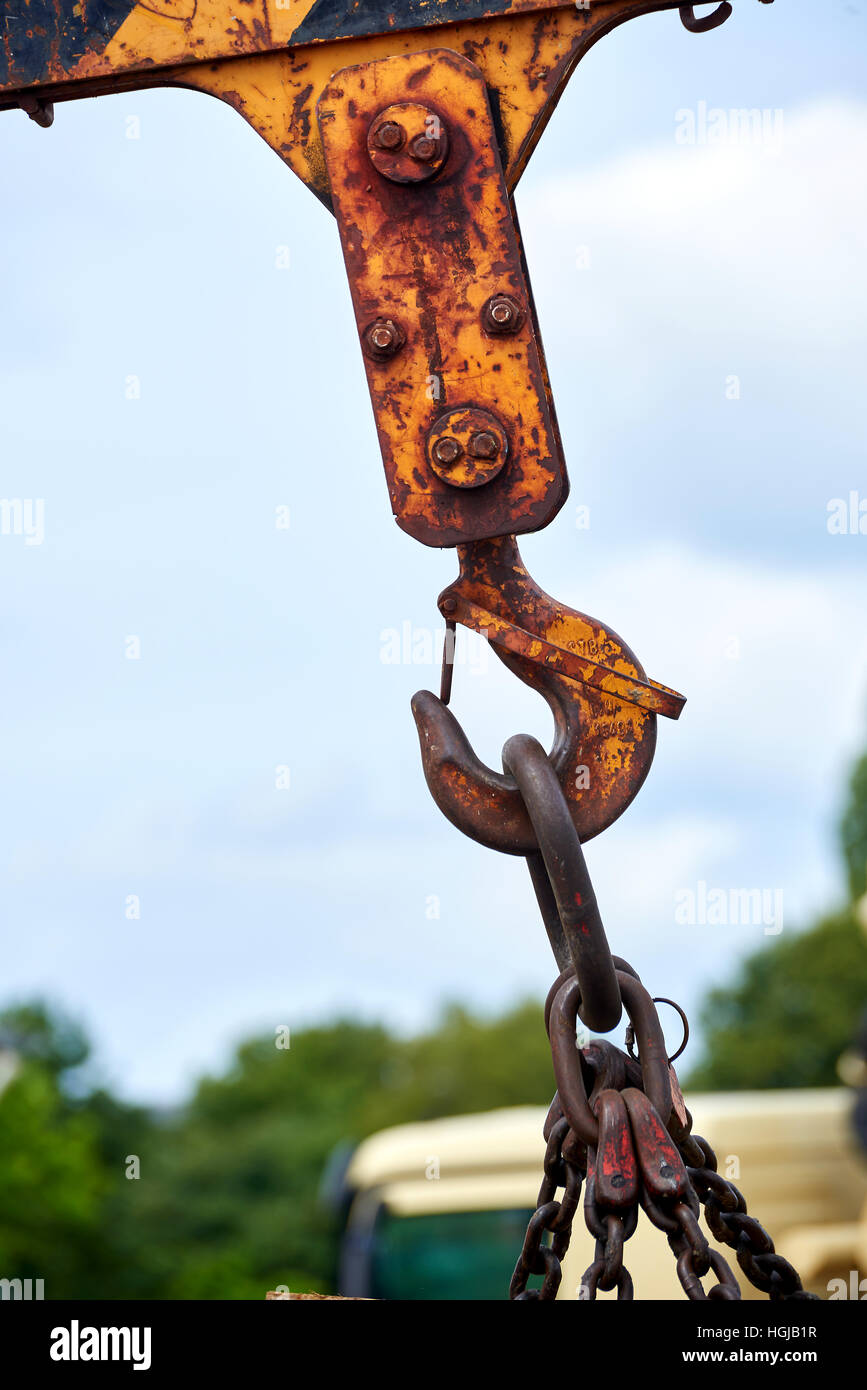 hook of crane on construction site Stock Photo - Alamy