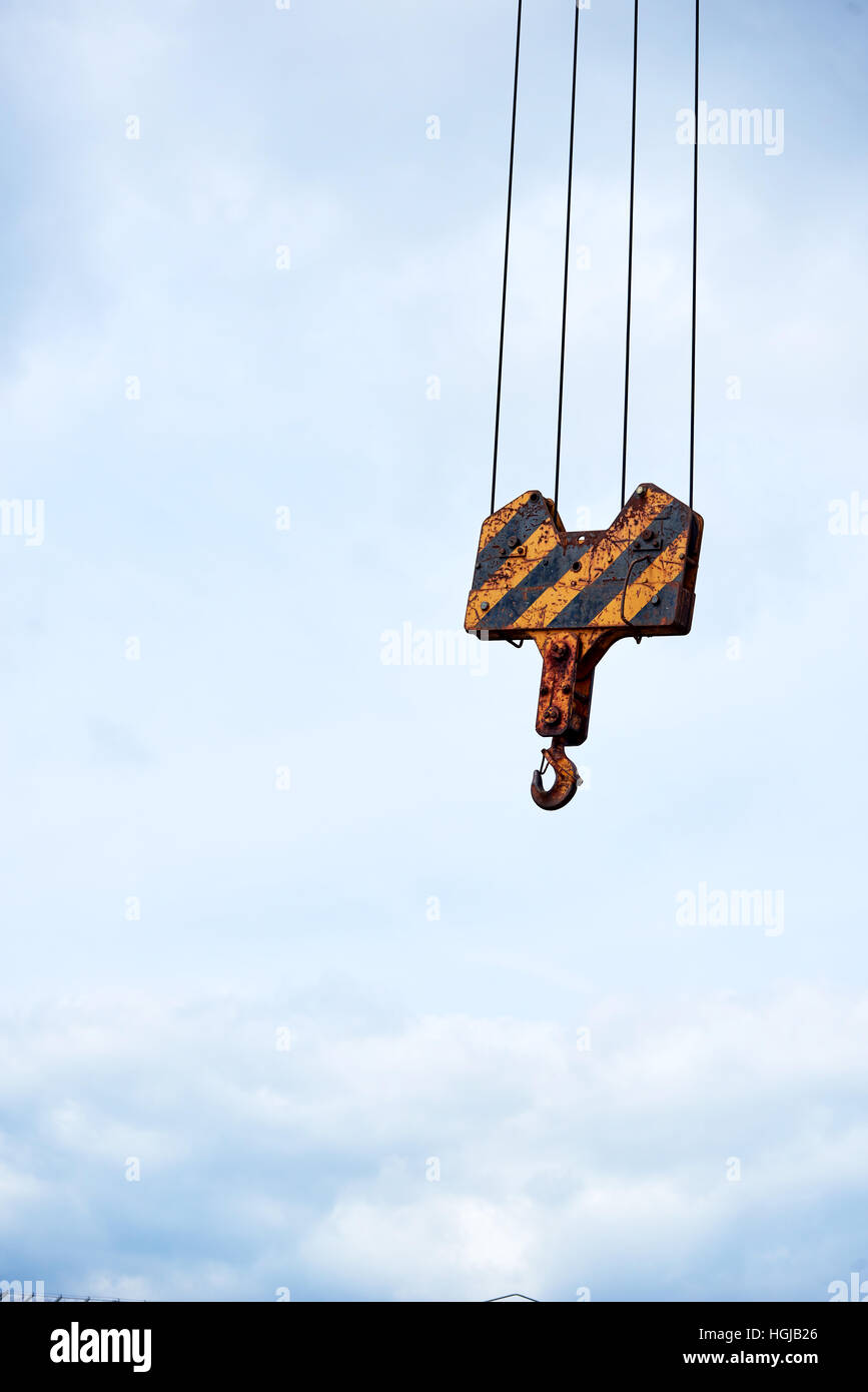 hook of crane on construction site Stock Photo - Alamy