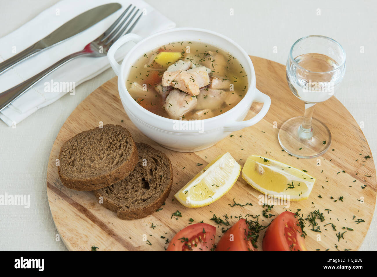 Russian traditional fish soup Stock Photo - Alamy