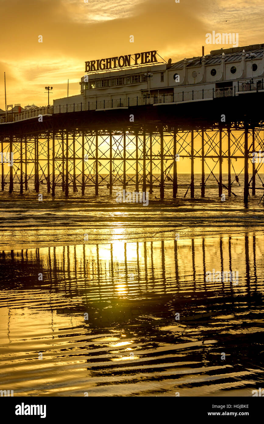 Sunset on Brighton seafront this afternoon Stock Photo - Alamy