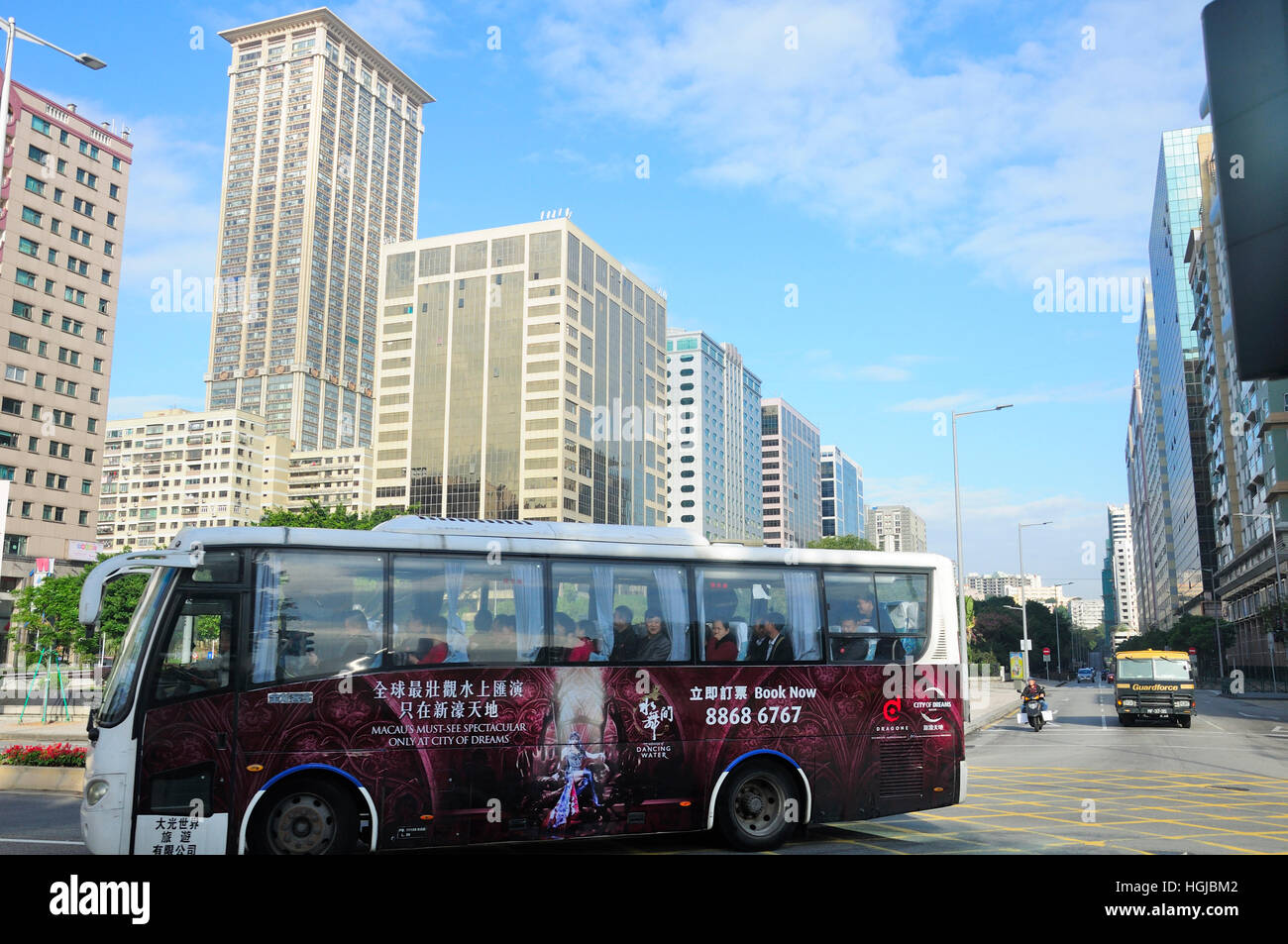 December 20, 2016. Macao, China. A tour bus on the island of macau ...