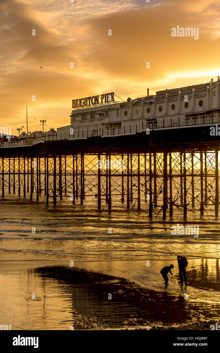 Sunset on Brighton seafront this afternoon Stock Photo - Alamy