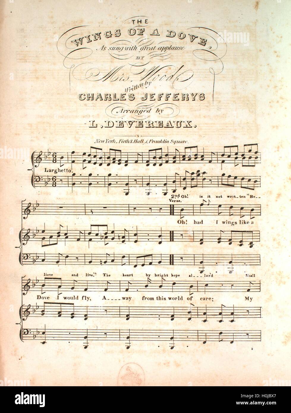 Sheet music cover image of the song 'The Wings of a Dove', with ...