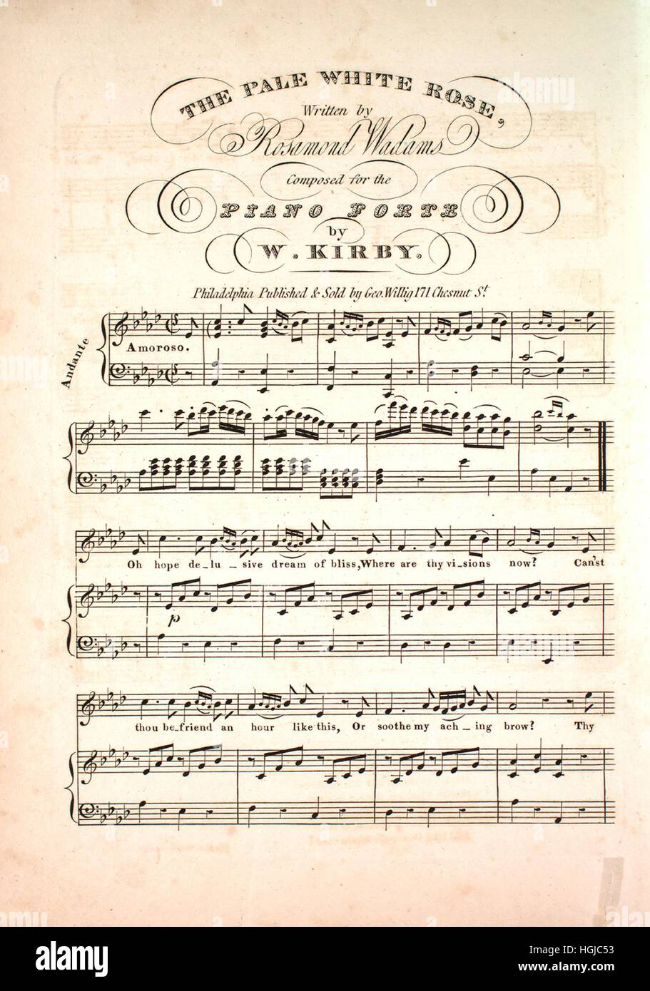 Sheet music cover image of the song 'The Pale White Rose', with ...