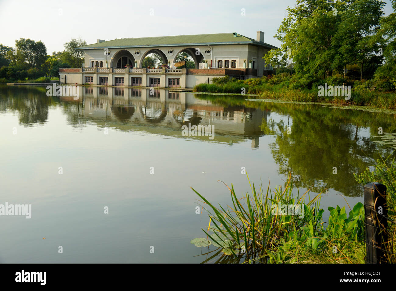Humboldt boathouse in Humboldt Park, Chicago, Illinois Stock Photo - Alamy