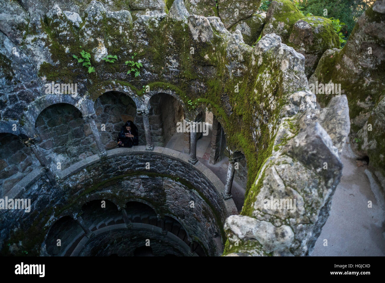The underground well at Quinta da Regaleira in Sintra, Portugal Stock ...