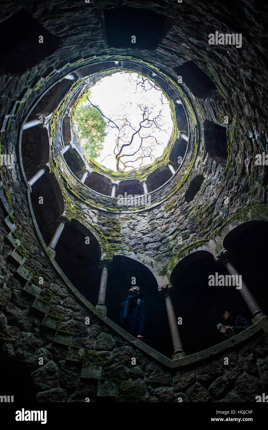 The underground well at Quinta da Regaleira in Sintra, Portugal Stock ...