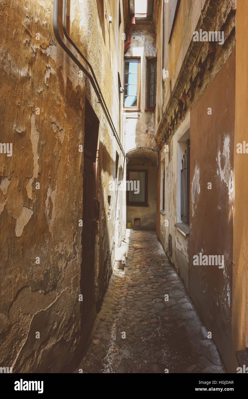 Narrow space between buildings Stock Photo - Alamy