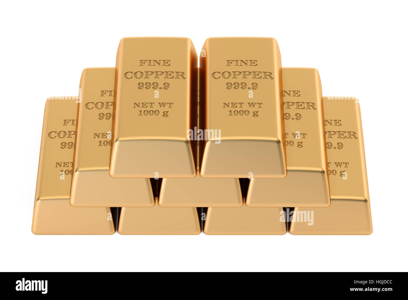 copper ingots, 3D rendering isolated on white background Stock Photo ...