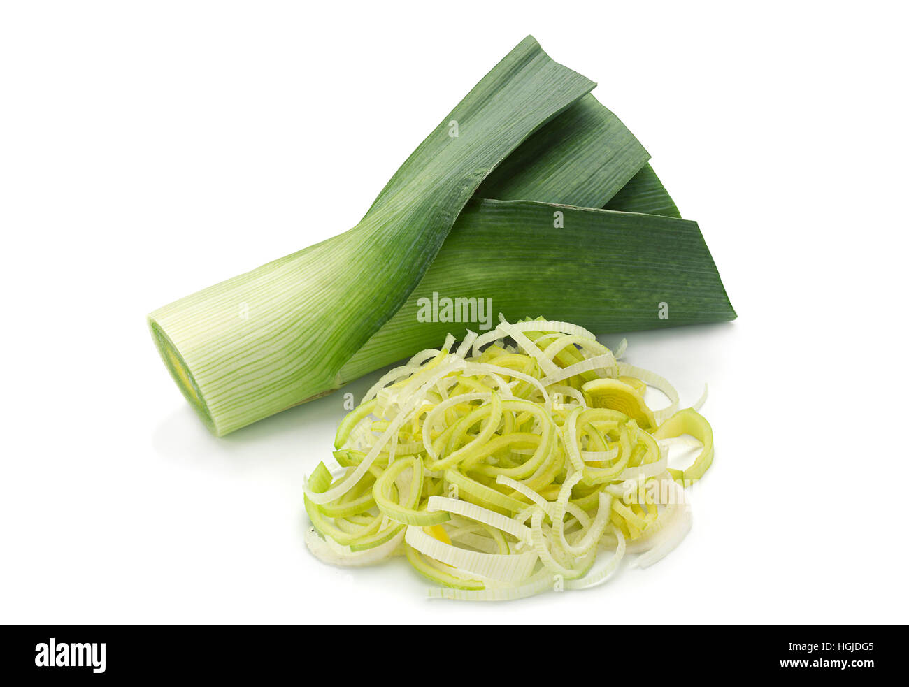 Leek vegetable closeup isolated on white background Stock Photo - Alamy