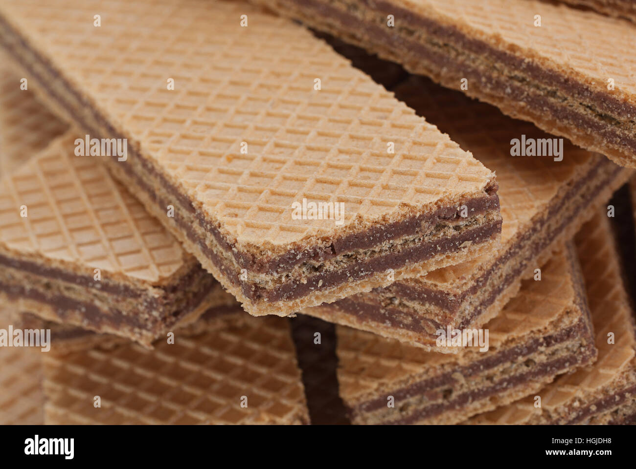 Sweet wafer closeup detail background Stock Photo - Alamy