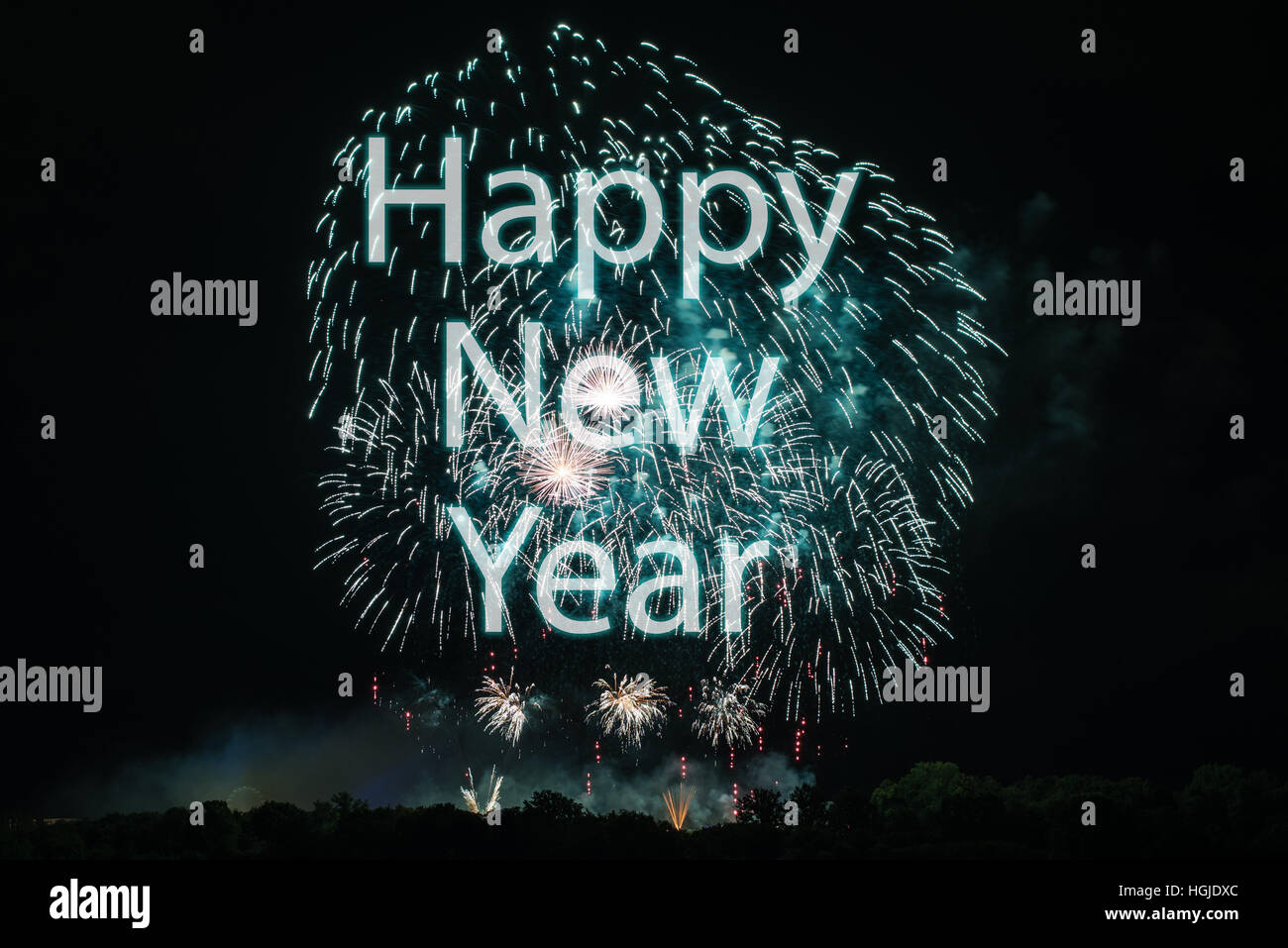 Happy New Year with fireworks Stock Photo - Alamy
