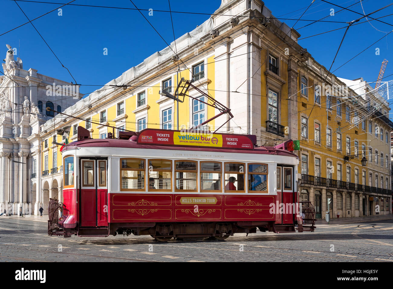 Old traditional tram in Lisbon, Portugal Stock Photo - Alamy