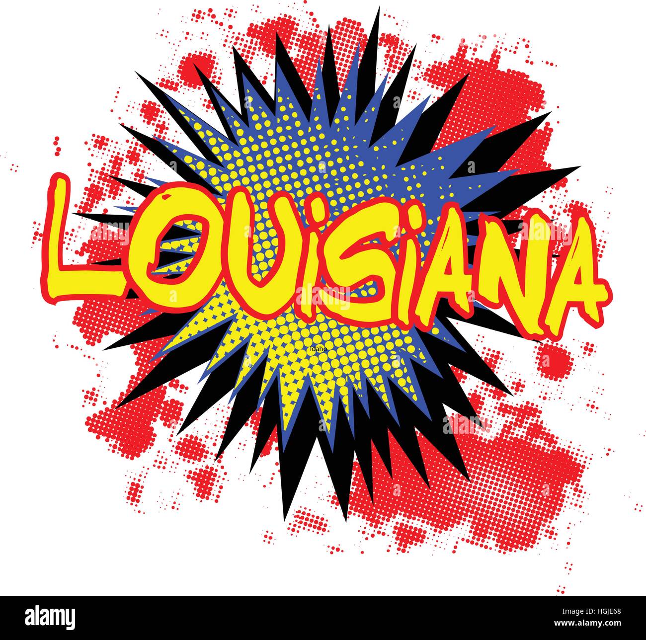 A comic cartoon style Louisiana exclamation explosion over a white ...