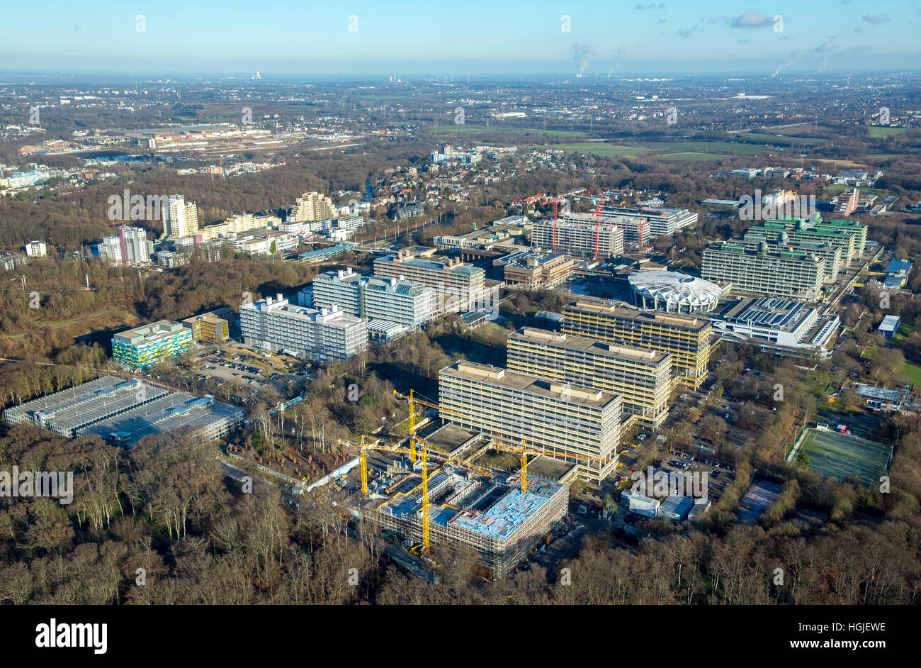 Aerial view, Ruhr University of Bochum with a new spirit GD Science ...