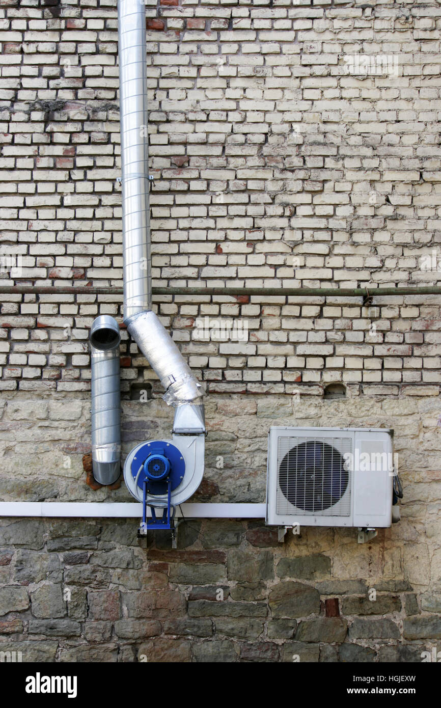 air ventilation systems on the brick wall Stock Photo - Alamy