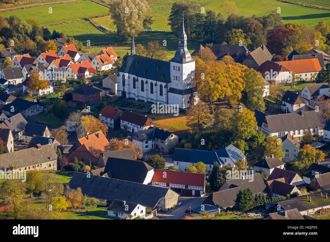 Aerial view, Altenrüthen, Rüthen, Sauerland, North Rhine-Westphalia ...