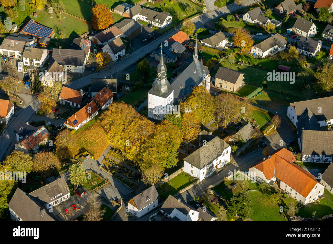 Aerial view, Rüthen with St. John's Church and St. Nicholas Church ...