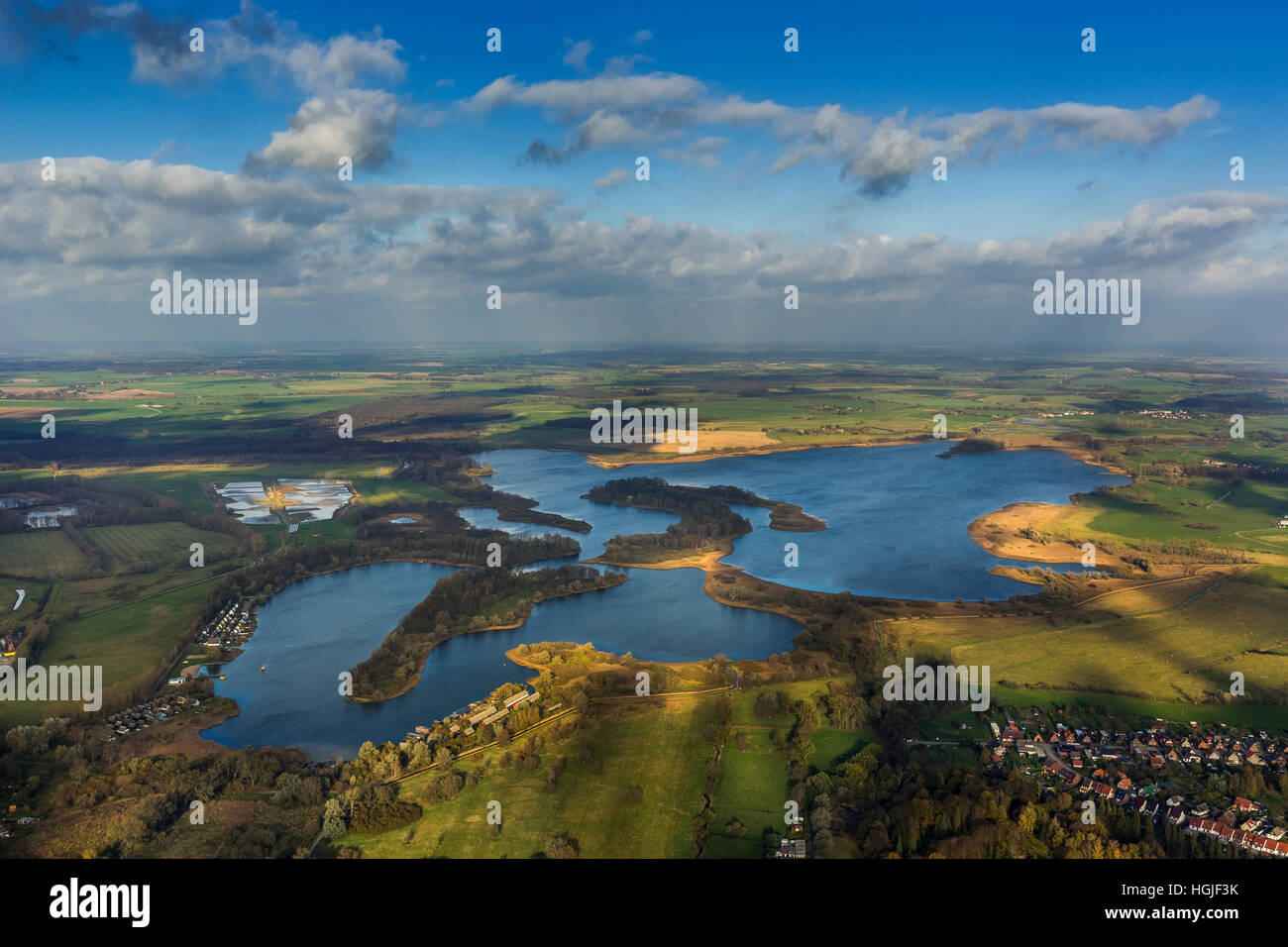 Aerial view, Lake Teterow, Teterow, Mecklenburg Lake District ...