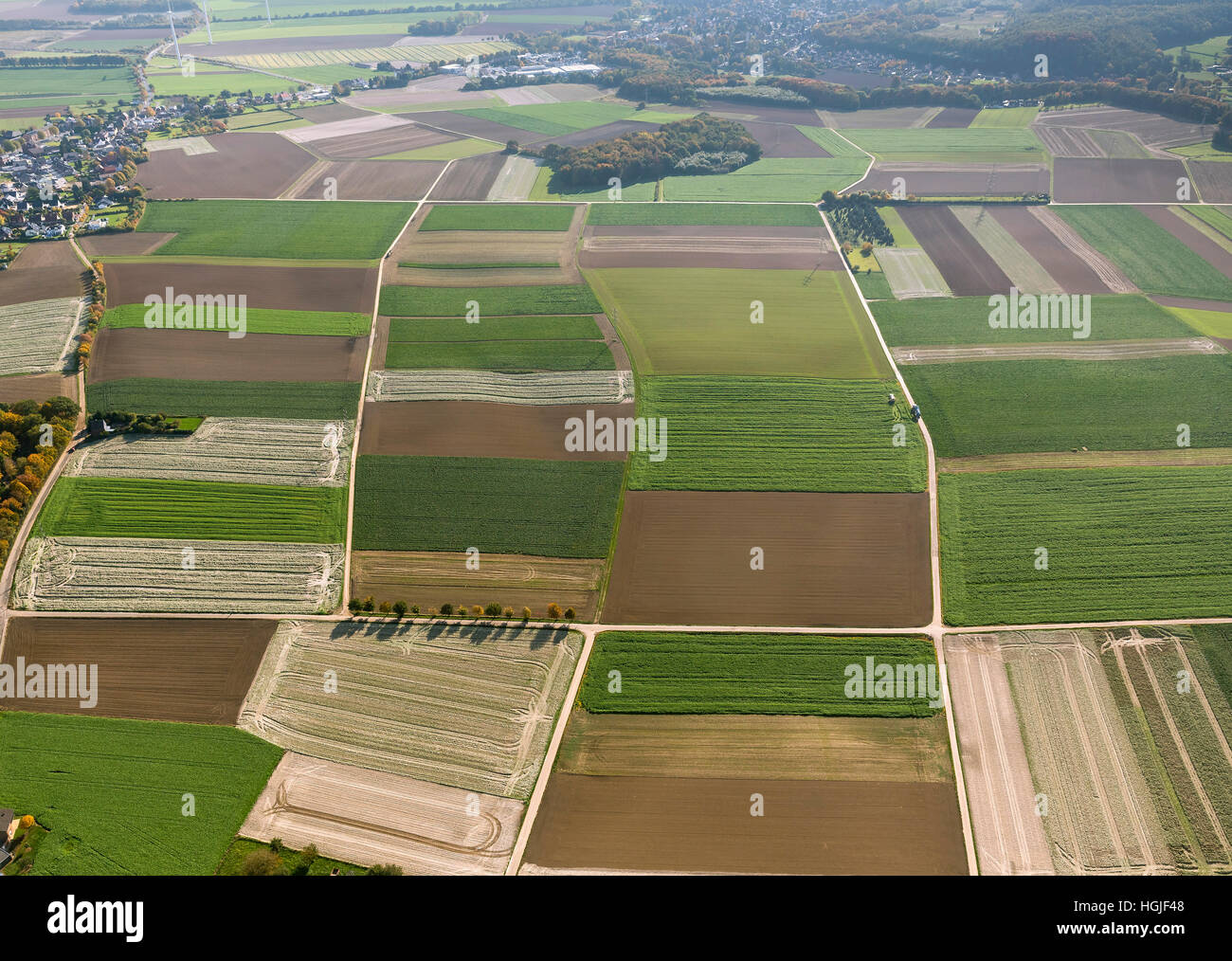 Aerial view, coal fields, agrobusiness, field patterns, Übach-Palenberg ...