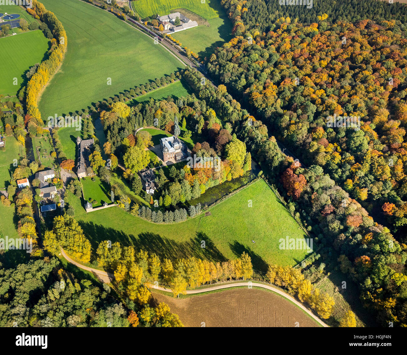 Aerial view, castle Schloss Rimburg, Wurmtal, Kasteel Rimburg, Wormdal ...