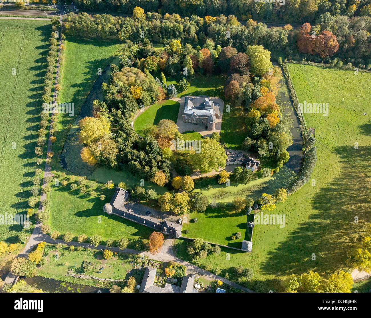 Aerial view, castle Schloss Rimburg, Wurmtal, Kasteel Rimburg, Wormdal ...