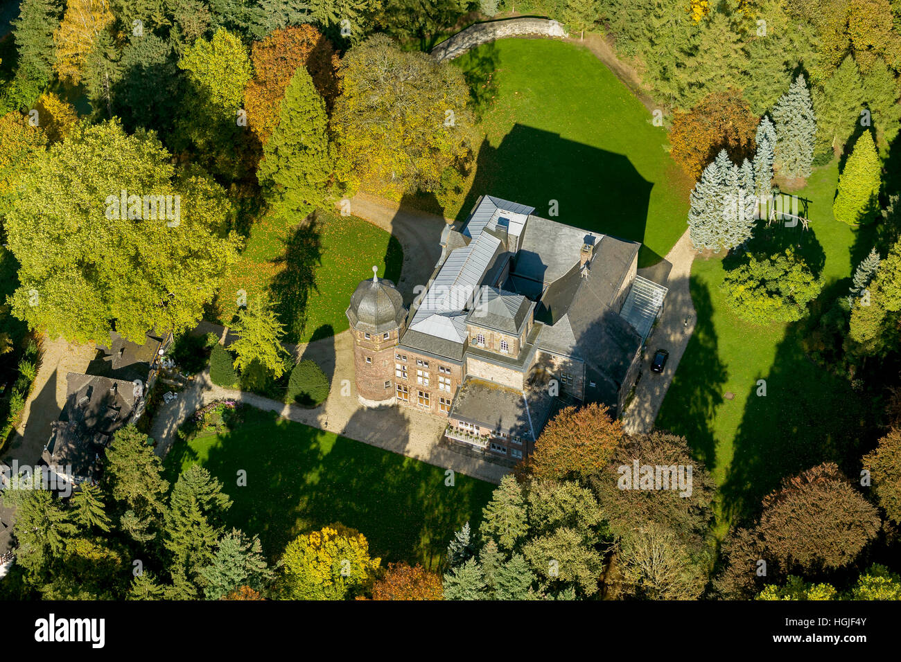 Aerial view, castle Schloss Rimburg, Wurmtal, Kasteel Rimburg, Wormdal ...
