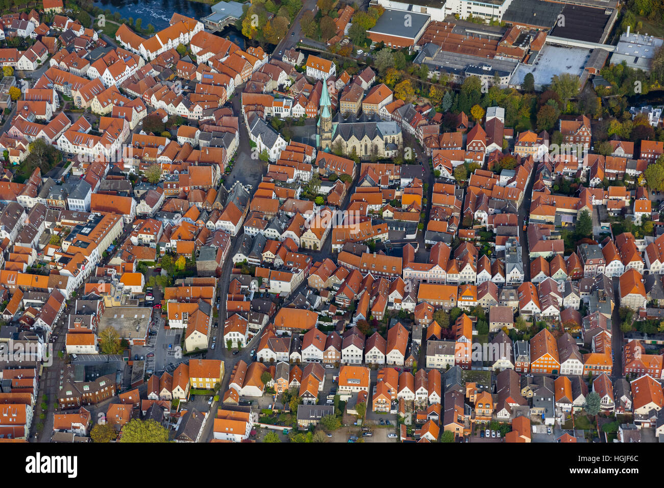 Aerial view, overview of the City Historian of Warendorf with ...