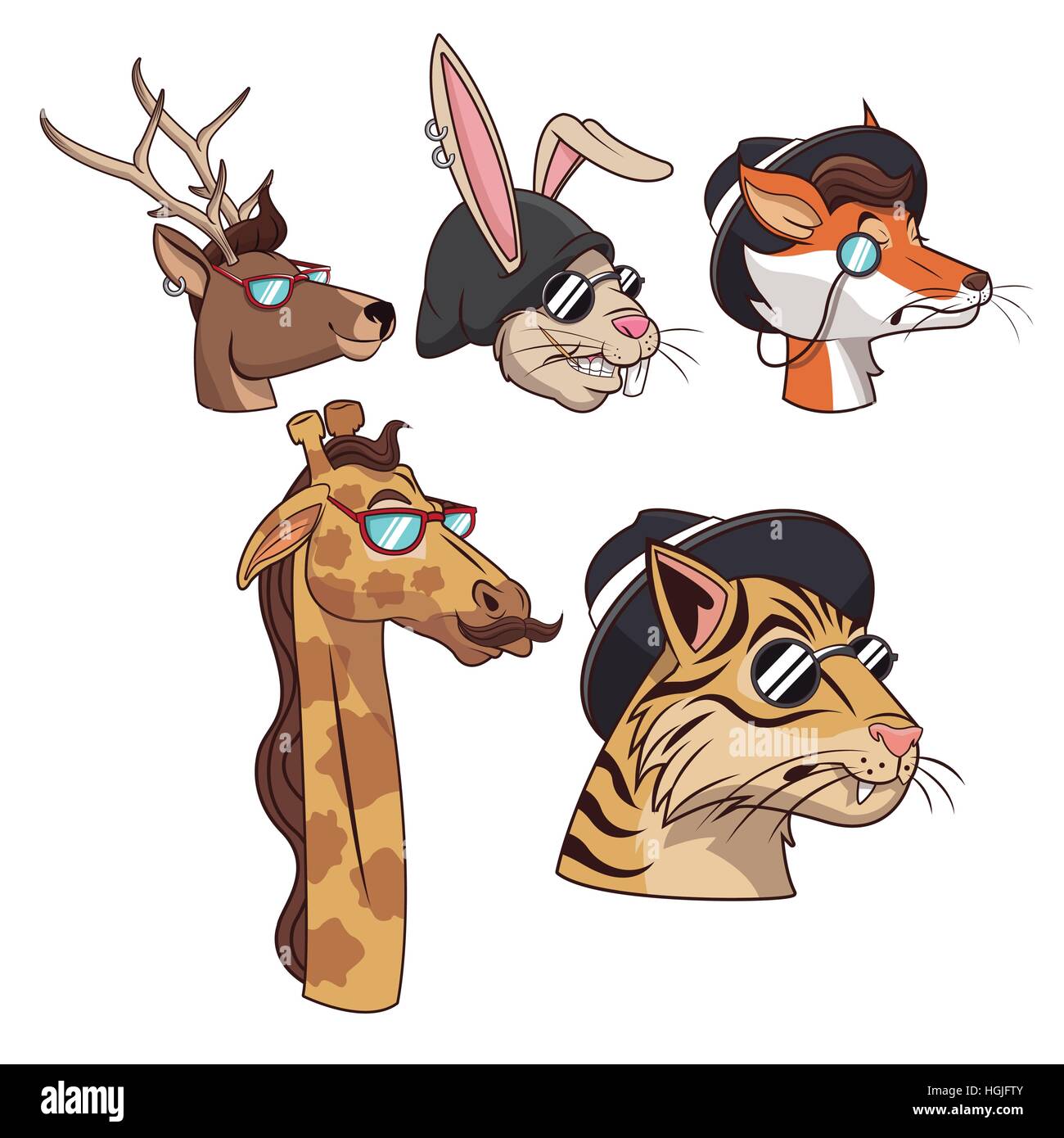 collection animals hipster fashion sunglasses Stock Vector Image & Art ...