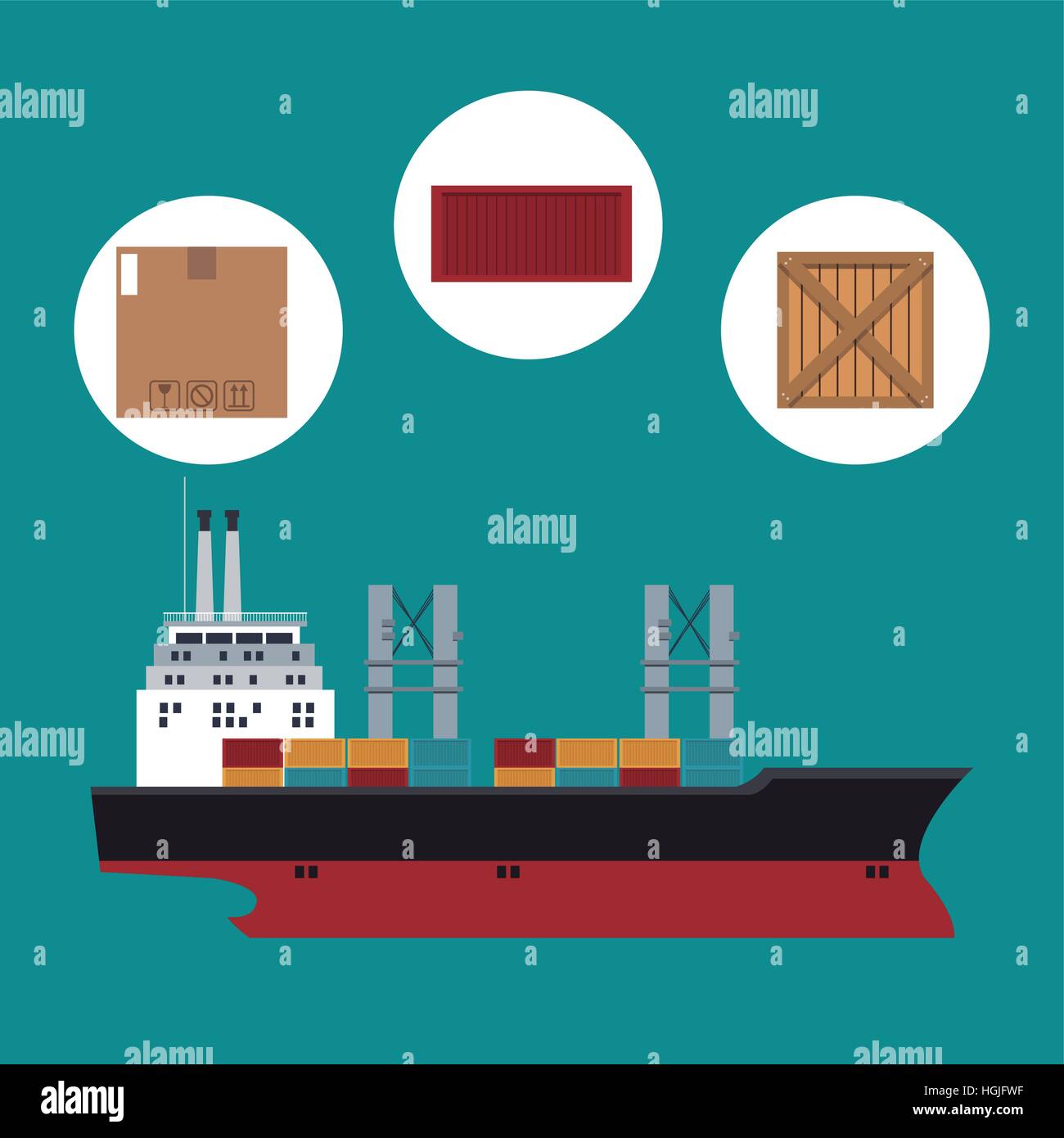 big ship cargo shipping container cardboard box Stock Vector Image ...