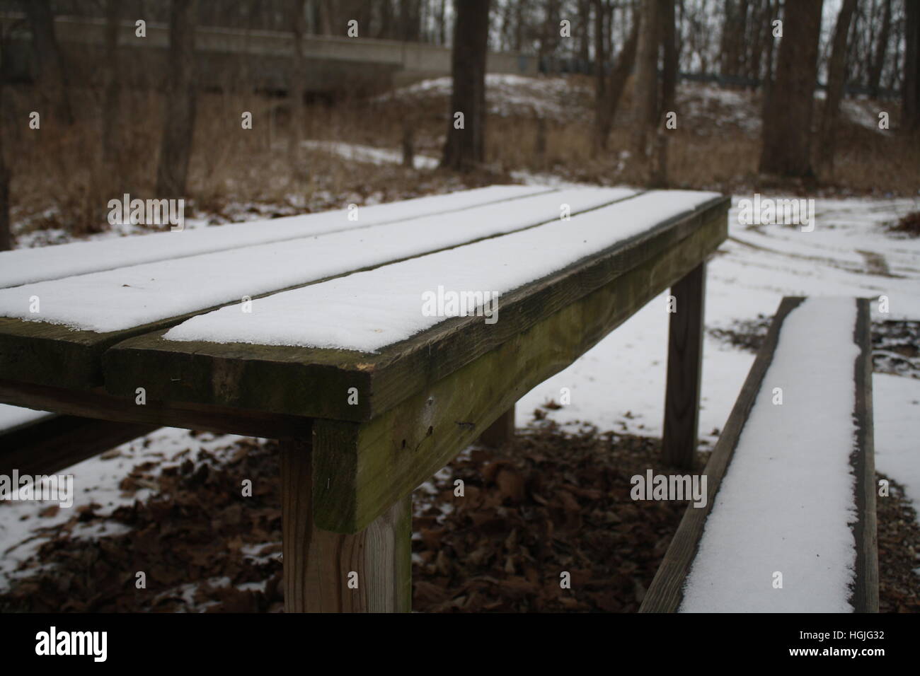 Snow Covered Picnic Table Stock Photo - Alamy