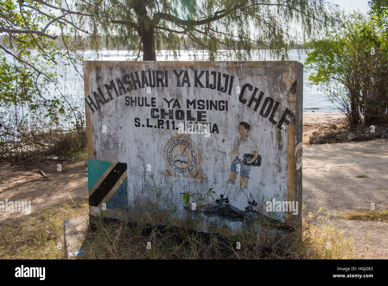 Chole Island Sign, Tanzania Stock Photo - Alamy