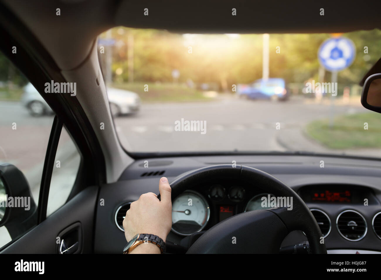 car on the roundabout Stock Photo - Alamy