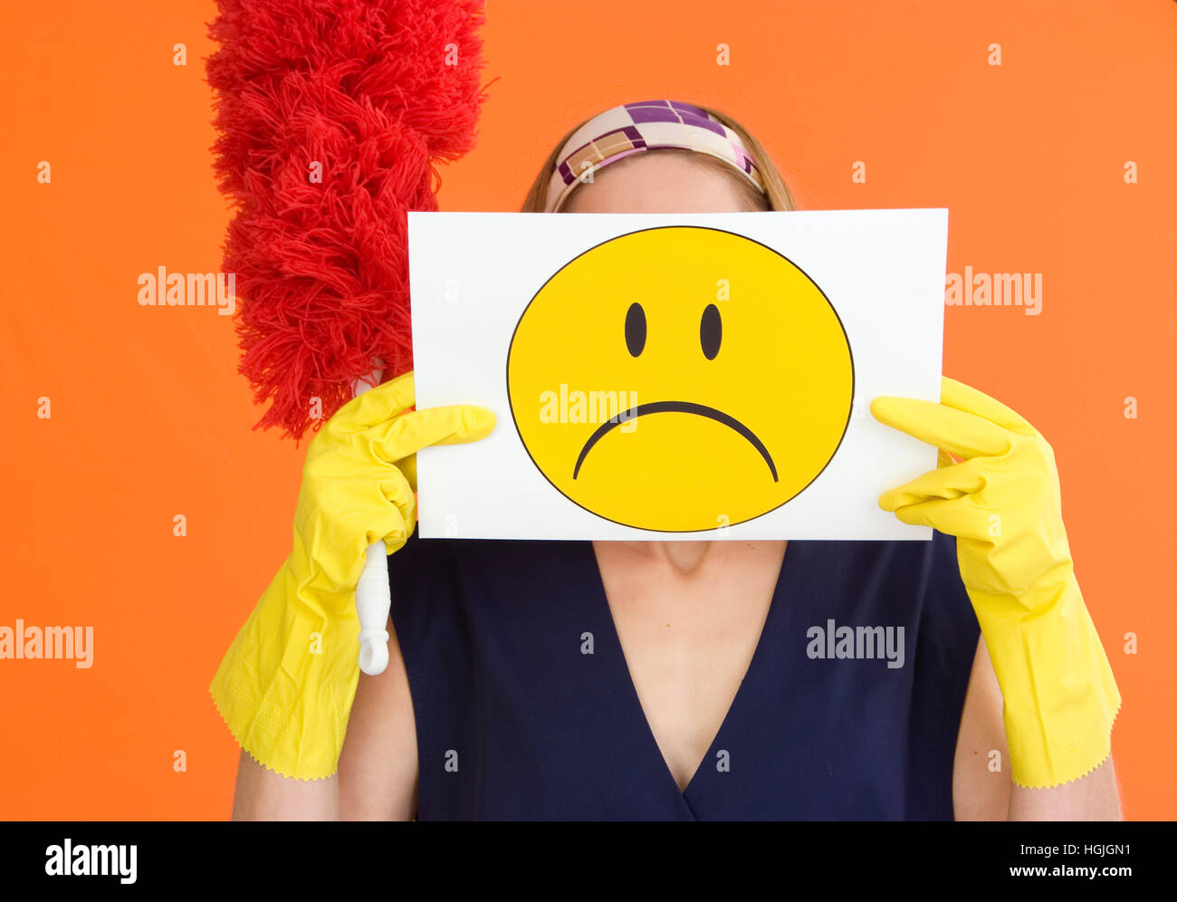 Cleaner with sad smiley face Stock Photo - Alamy