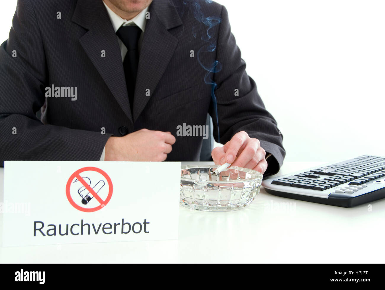 Symbol ban of smoking at workplace Stock Photo - Alamy