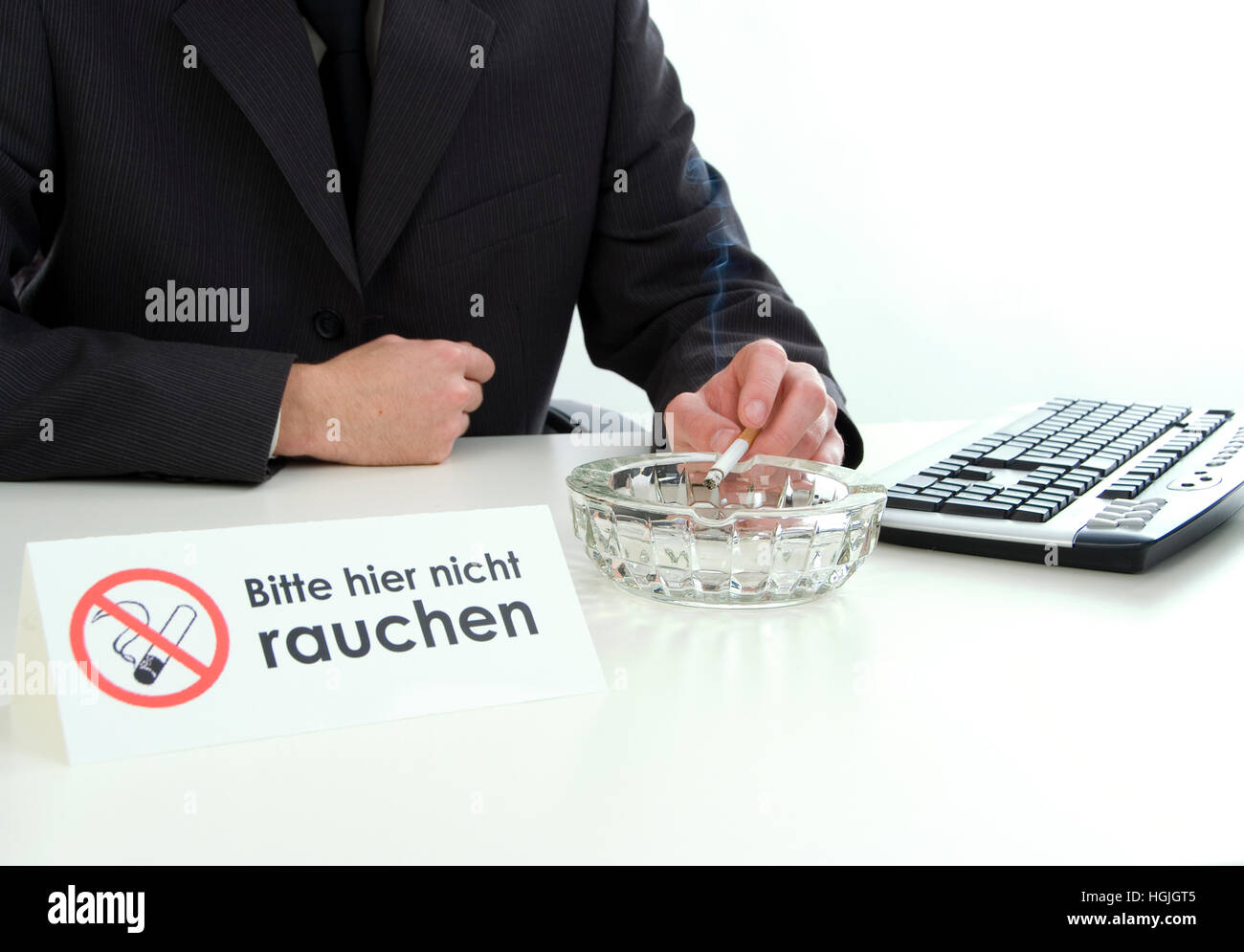 Symbol ban of smoking at workplace Stock Photo - Alamy