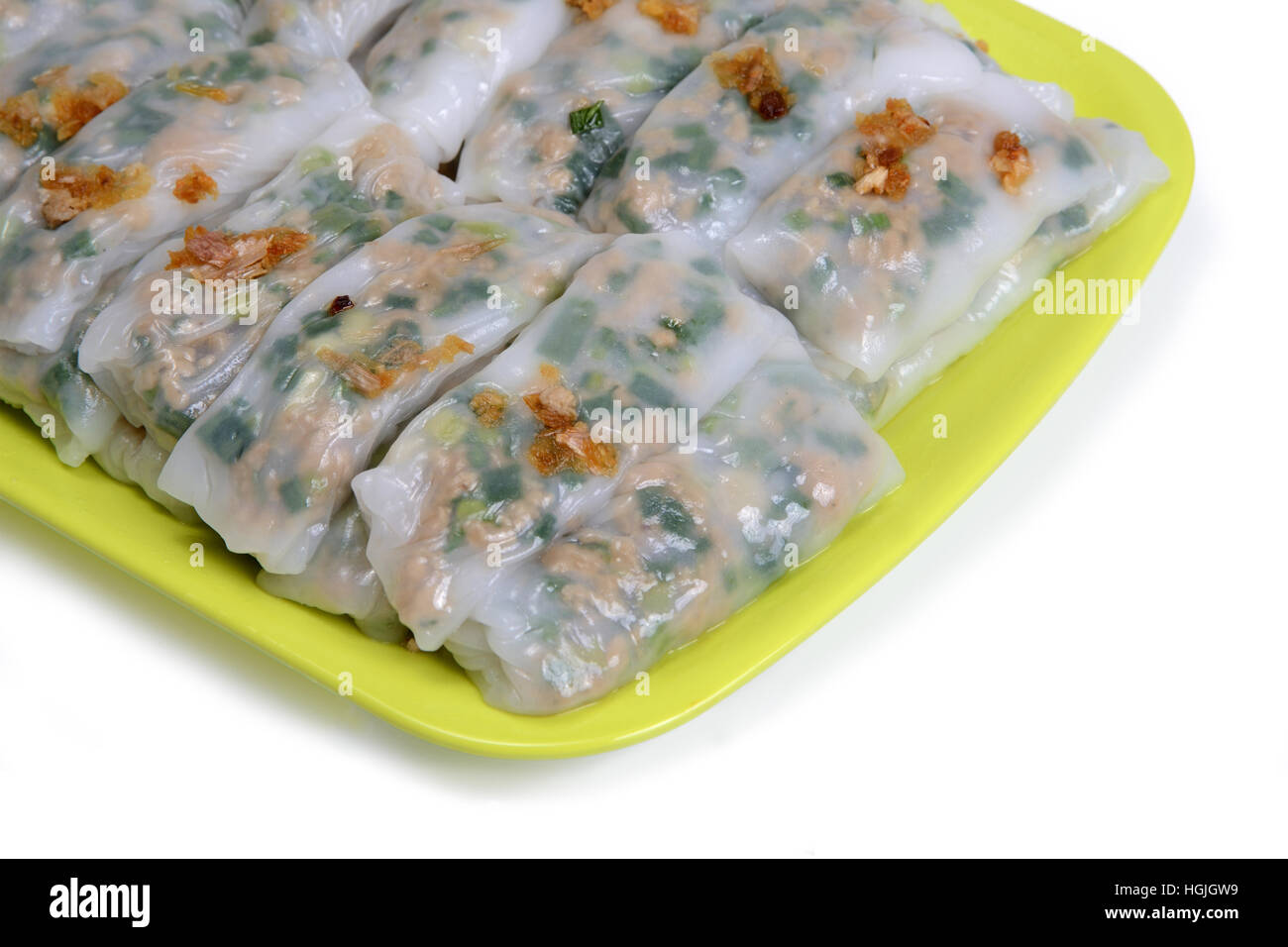 Close up of Asian healthy food, rice rolls with vegetable, herb and ...