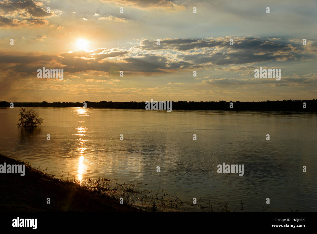 Sunset, River Zambezi, Katima Mulilo, Caprivi Strip, Namibia Stock ...