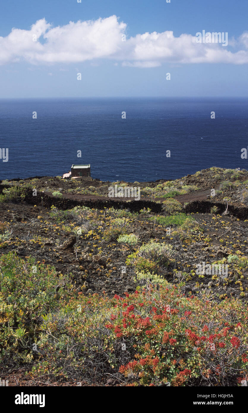 Landscape formed by a volcano at the north coast of the island, El ...
