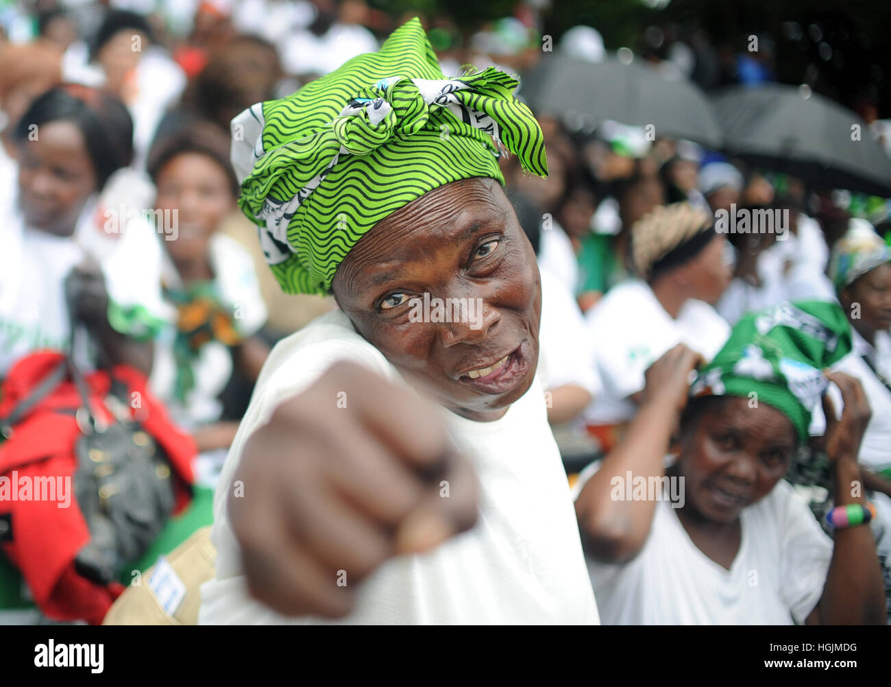 Women belonging to the Patriotic Front (PF) party celebrake ...