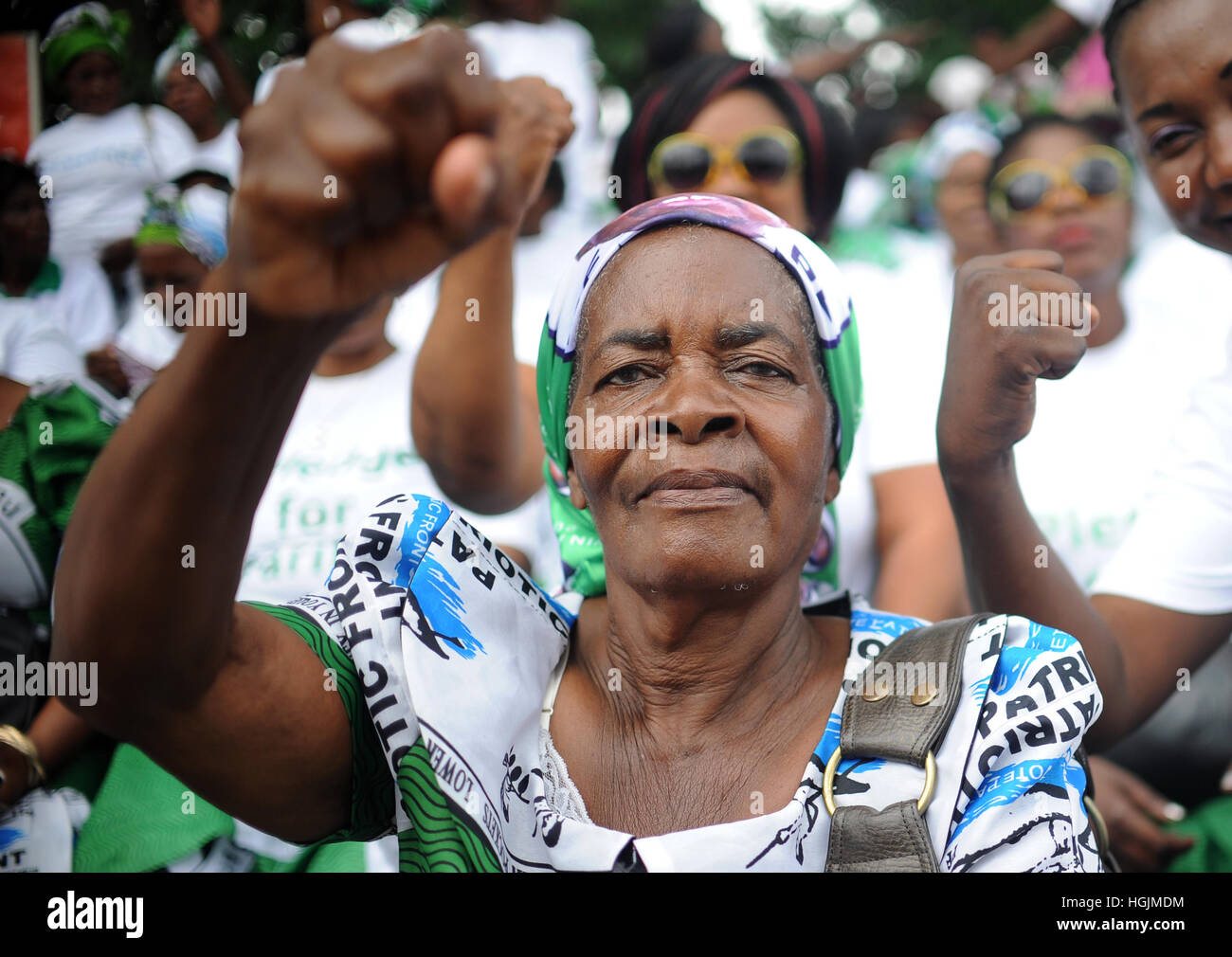 Women belonging to the Patriotic Front (PF) party celebrake ...